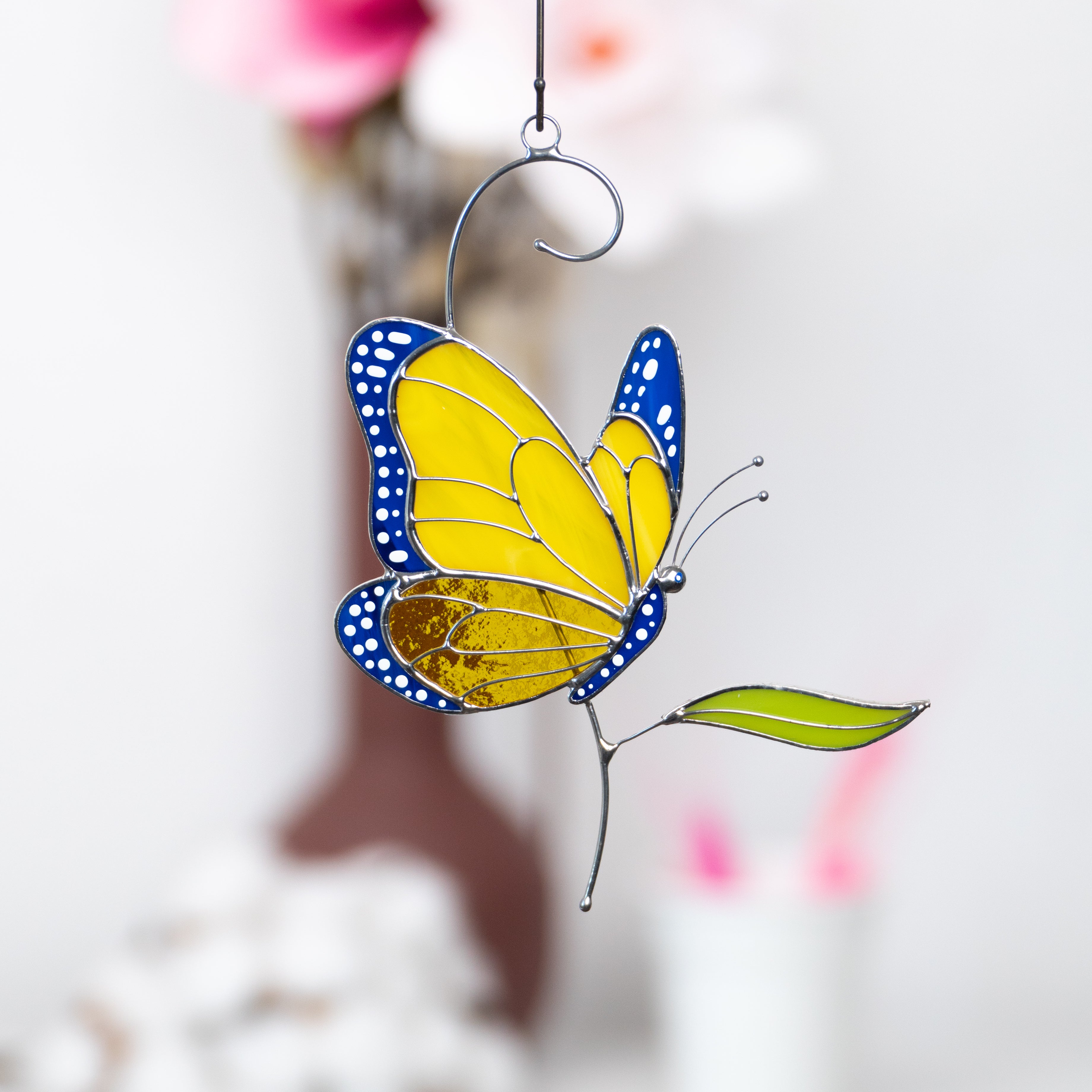 UA Monarch butterfly stained glass window decor for home interior ...