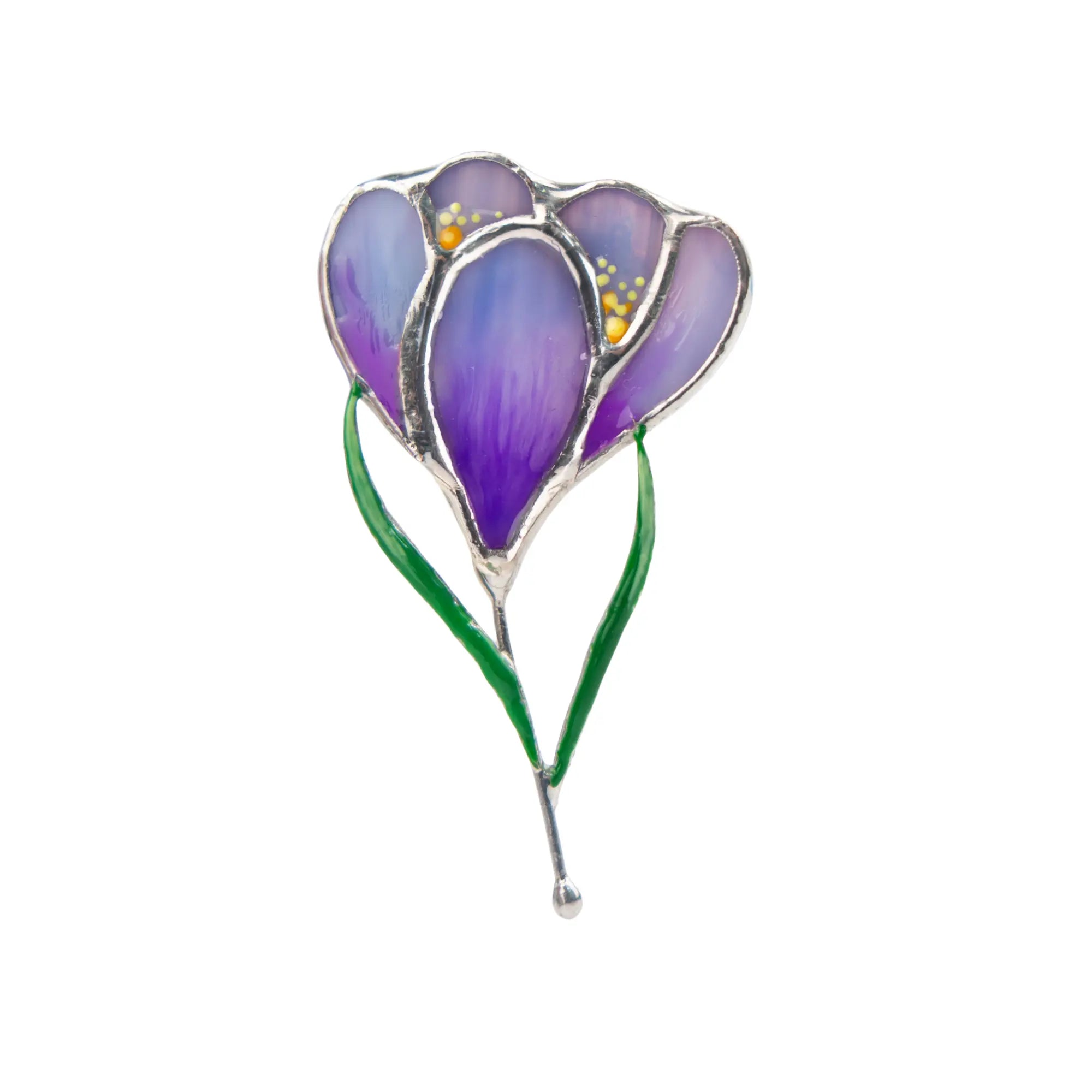 Crocus flower stained glass brooches handmade accessories for women