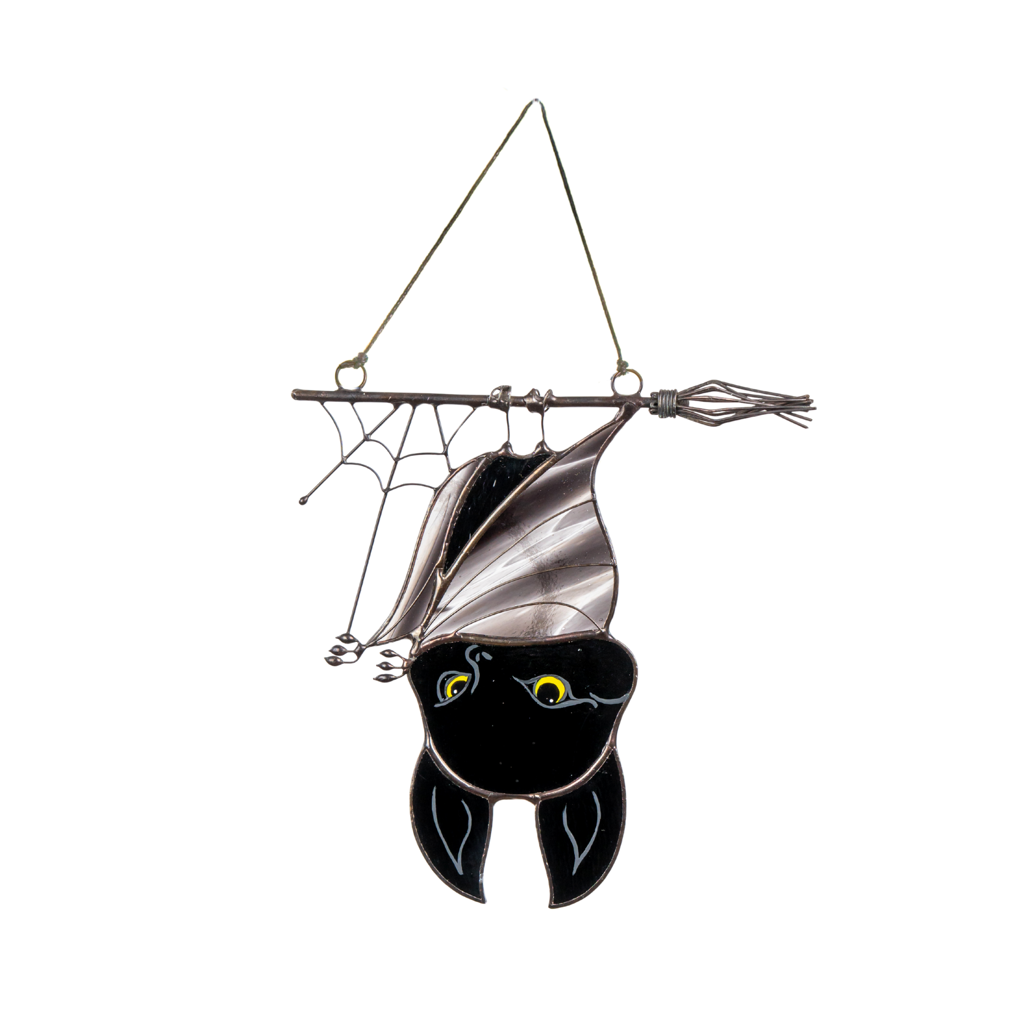 Cute black bat stained glass suncatcher for Halloween decoration