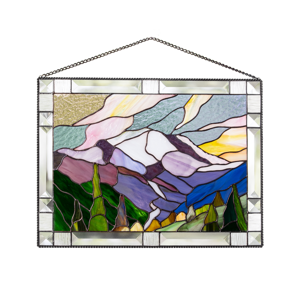 Stained Glass Mountains scene for sale – Glass Art Stories