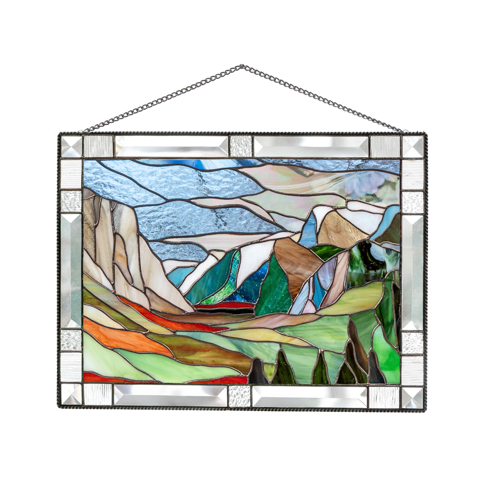 Stained Glass Mountains scene for sale – Glass Art Stories