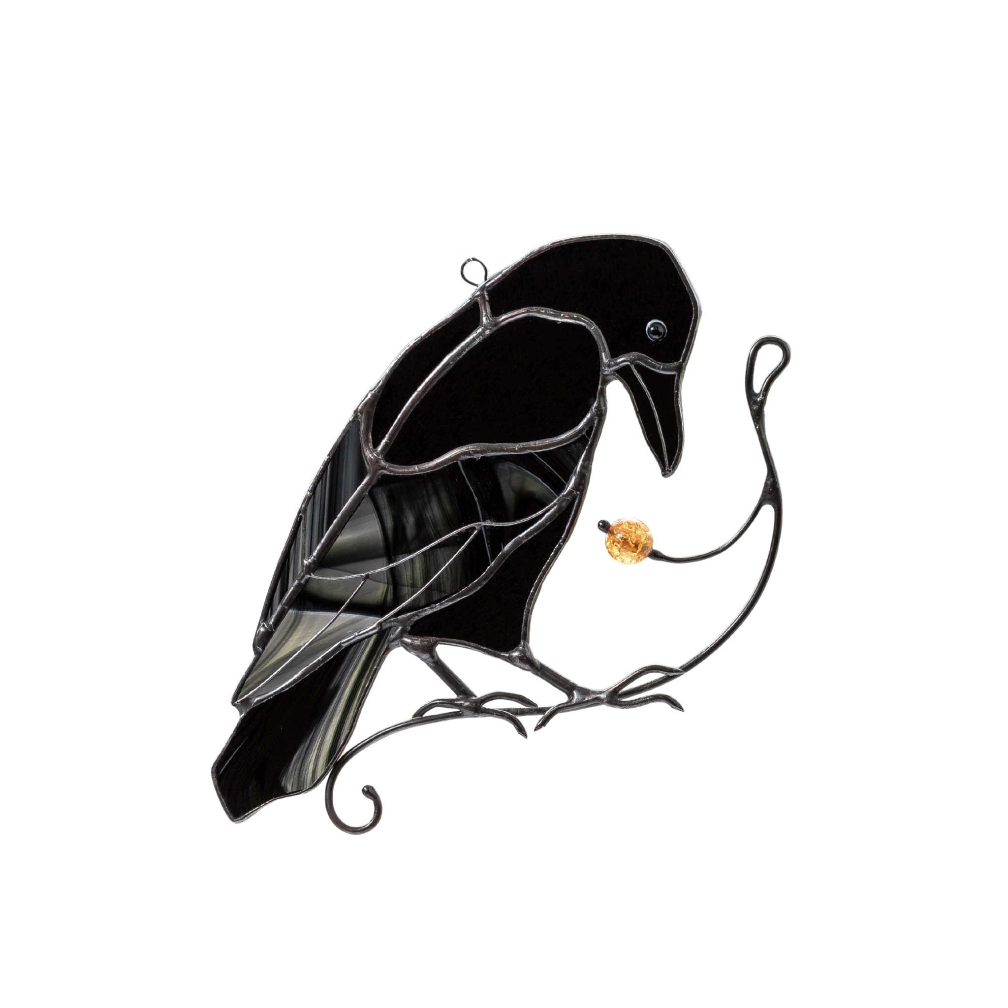 Stained glass gothic raven window hanging home decoration