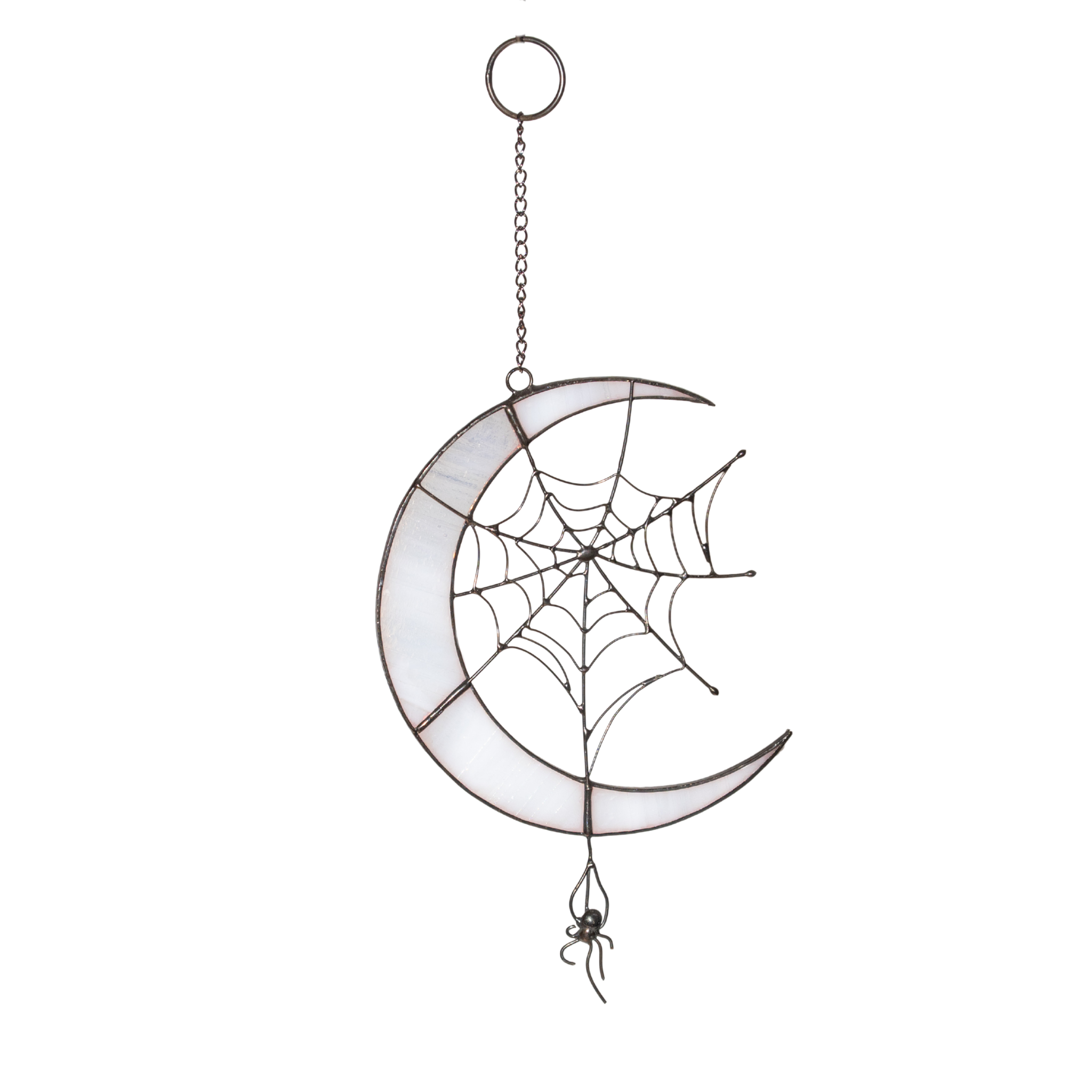 Halloween Crescent Moon Stained Glass Suncatcher - For Sale