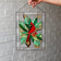 Red cardinal on the branch panel of stained glass for window decor