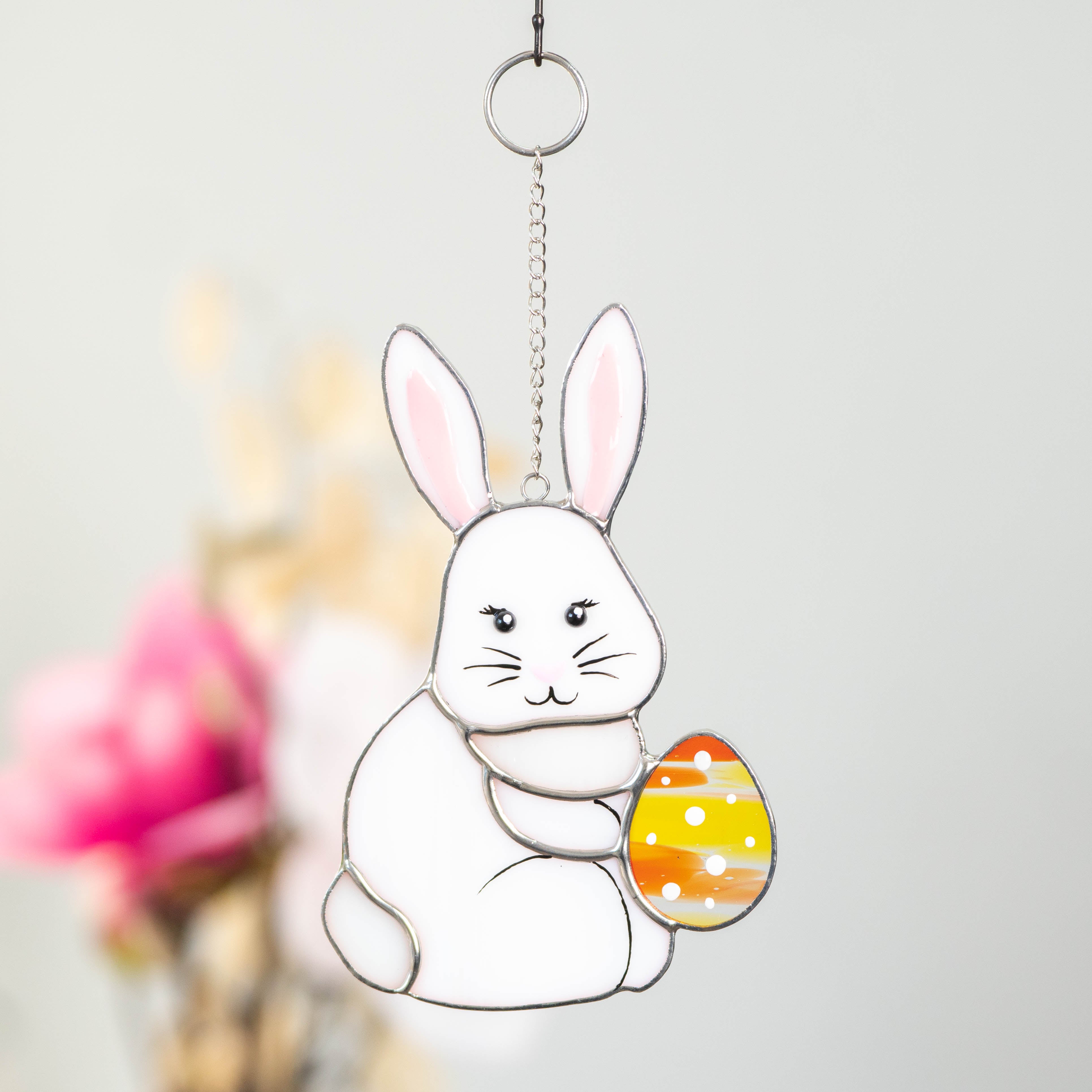 Easter bunny stained glass suncatcher for spring home decor – Glass Art ...
