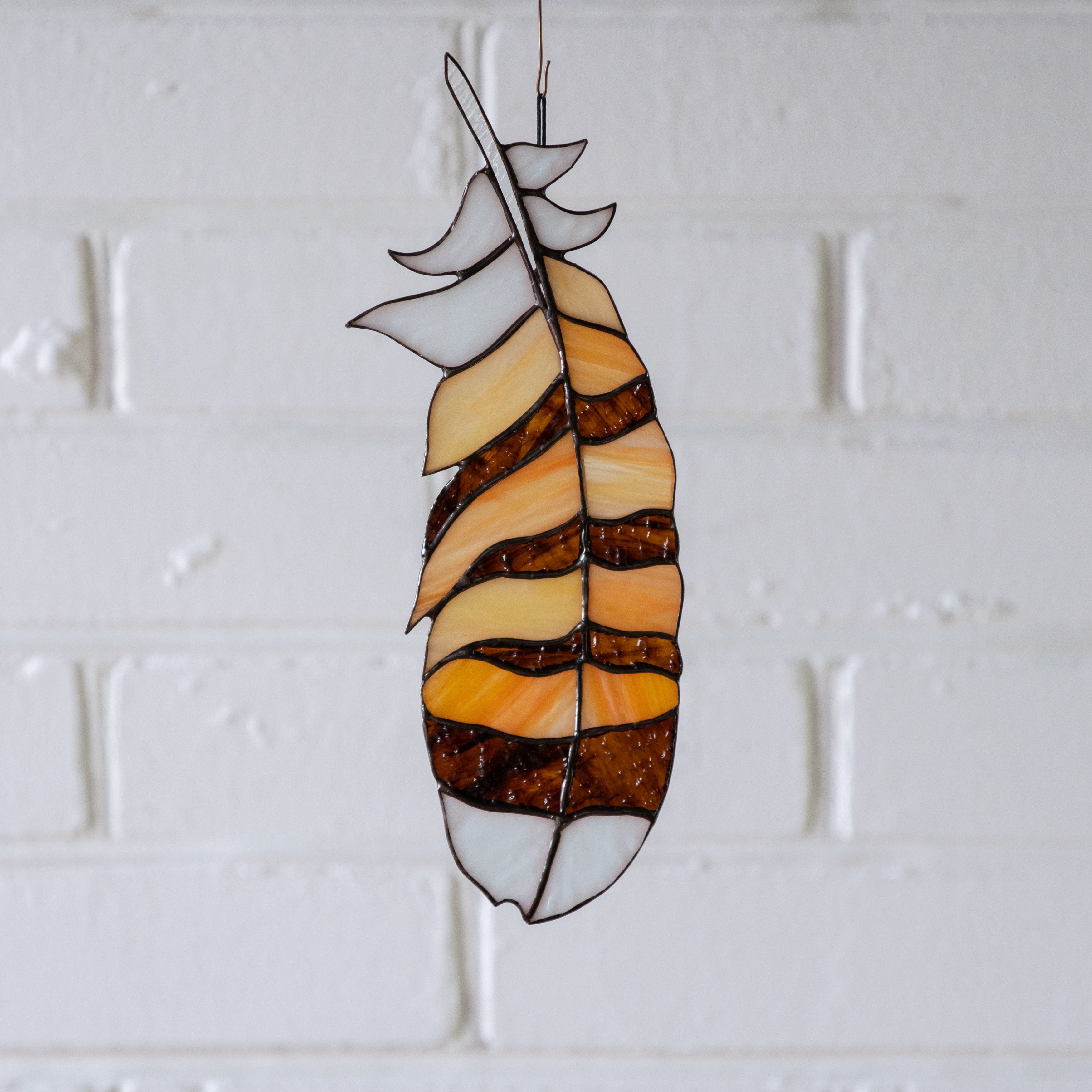 Stained glass hawk feather suncatcher for window decoration – Glass Art ...