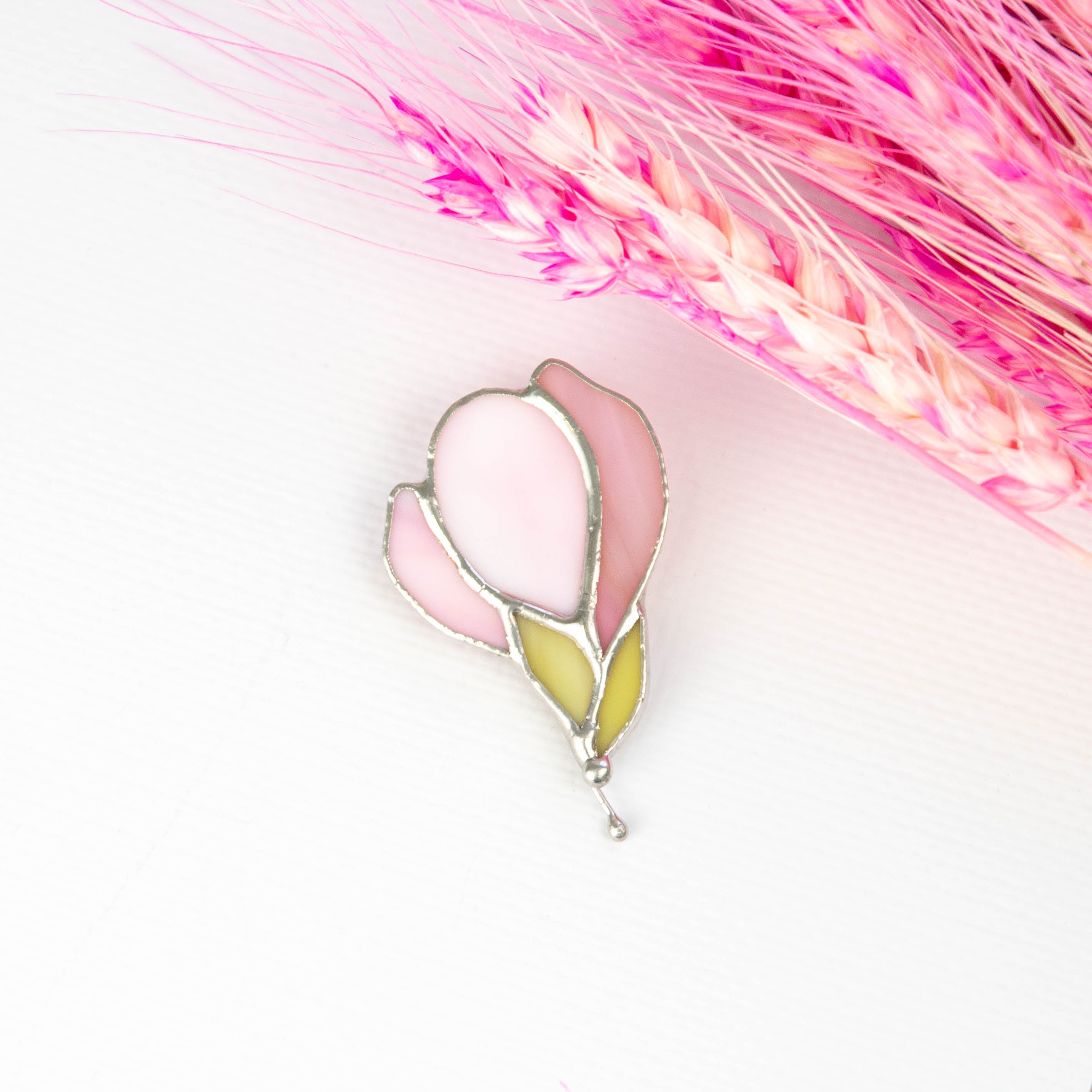 Magnolia flower brooch pin of stained glass for spring outfits – Glass ...