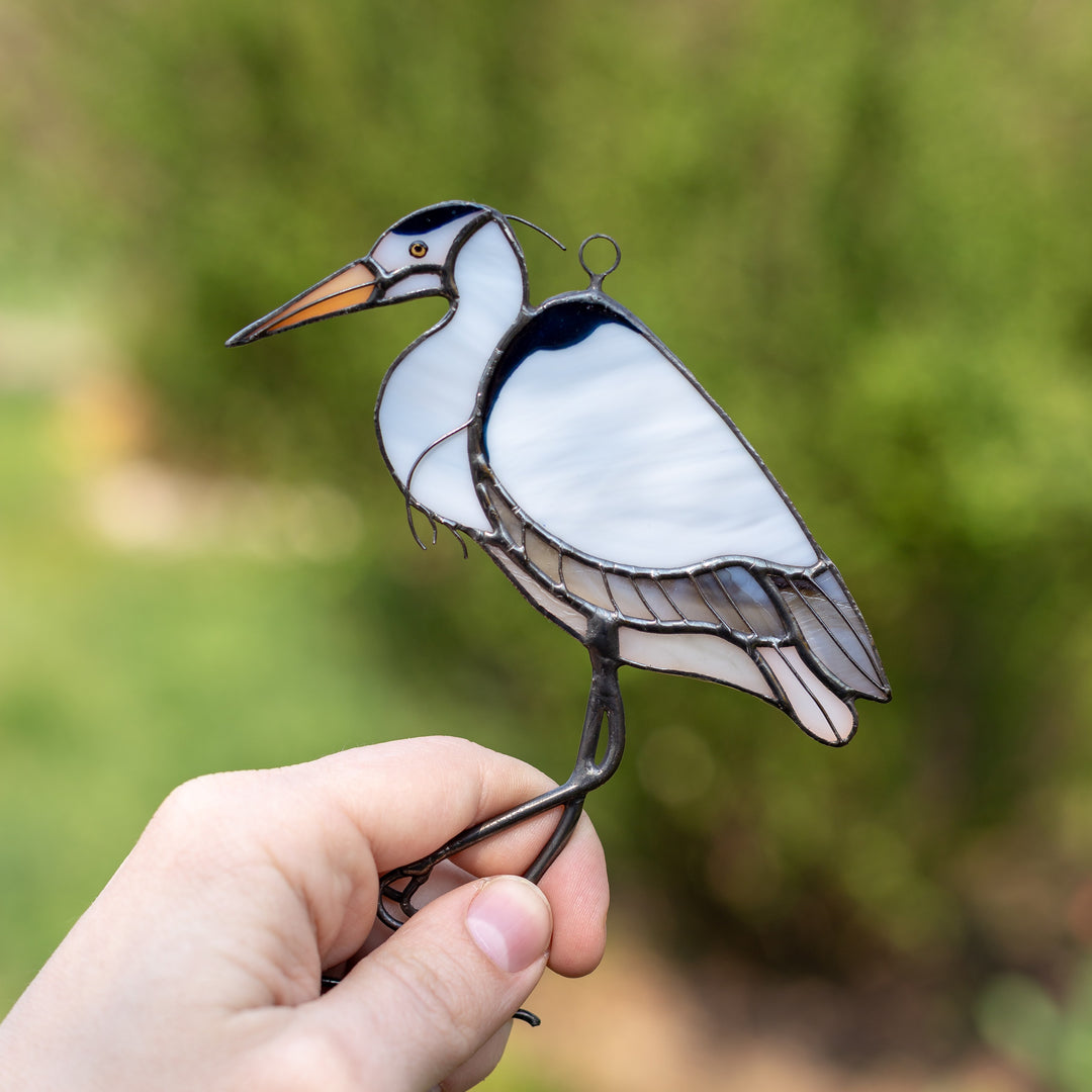 Blue Heron Stained Glass Pattern 3D White Crane Pattern ZHUA689 Window